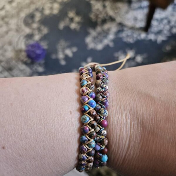 Natural Stone Bracelet, Hand Braided Beaded Bracelet, Minimalist ...