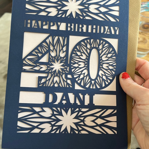 Personalised 40th Papercut Birthday Card With the Name of Your Choice ...
