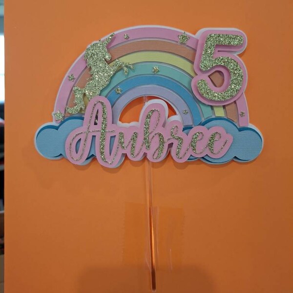 Unicorn Rainbow 3-D Cake Topper - Etsy