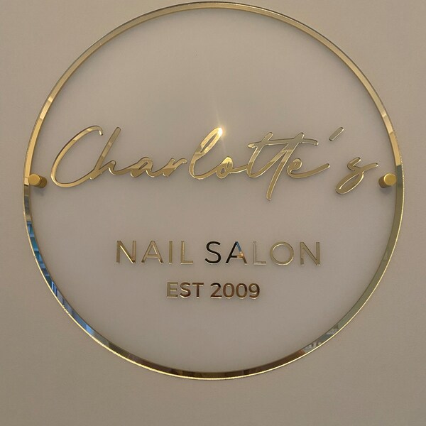 Personalized Frosted Acrylic Business Sign, Golden Lettering & Edges - Etsy