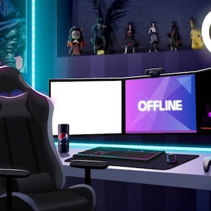 4x Animated Stream Screen for Twitch Lofi Game Room Neon Game Room Twitch Animated Screen for ...