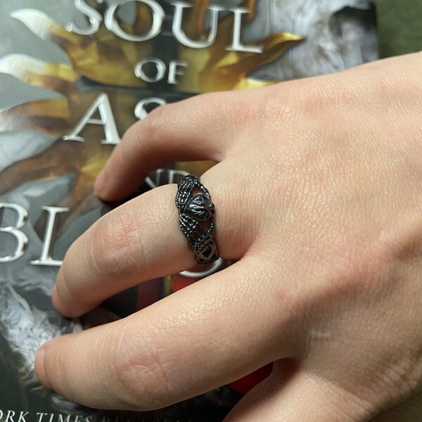 Sterling Silver Dark Gothic Ring, Gothic Engagement Ring, Goth Promise ...