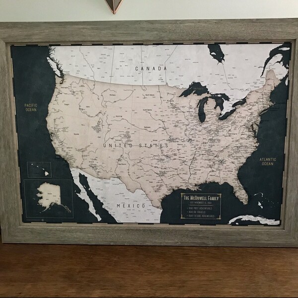 Push Pin Map USA | Personalized Travel Map of the US | Executive Style ...