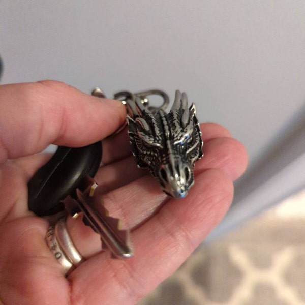 Dragon Head Keyring, Dragon Scales, Gothic Bagcharm - Etsy