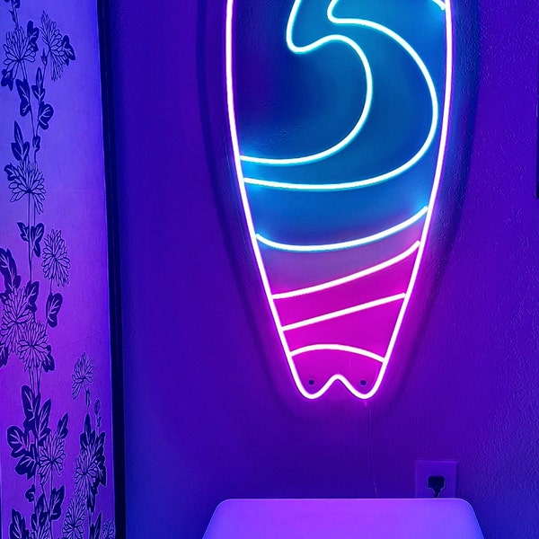 Surfboard LED Neon Sign | Gift for Surfer Girl | Beach House Gift ...