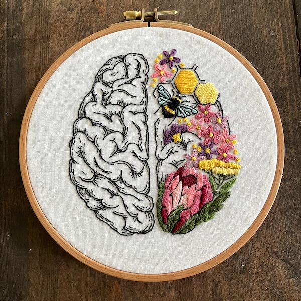 Hand Embroidery Pattern - BRAIN'S GARDEN, Anatomical Brain PDF ...