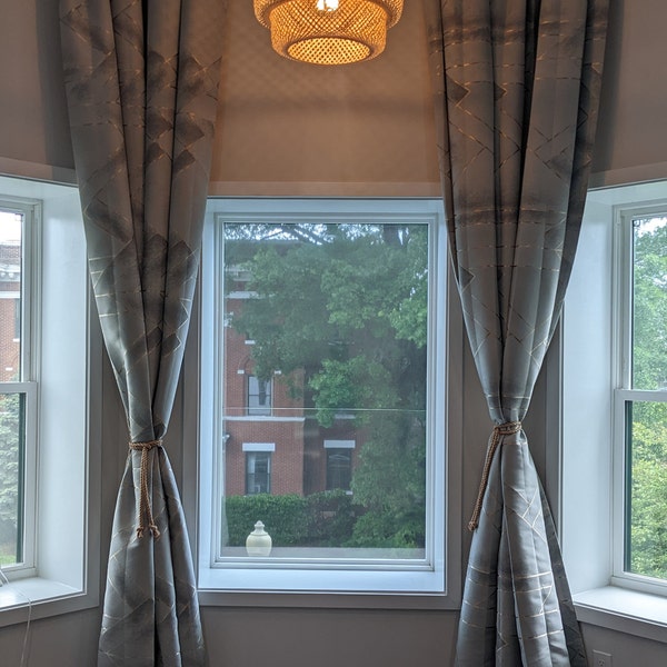 Extra Long Custom Made Drapes Luxury Drapery Embossed Chevron Pattern ...
