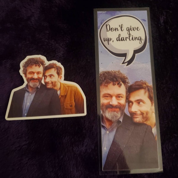 David Tennant and Michael Sheen Bookmark, Glossy Laminated Book Page ...