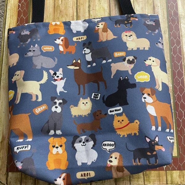 Cute Dogs Tote Bag, Dog Lover Gift, All Breed Puppy Dogs Reusable Bag ...