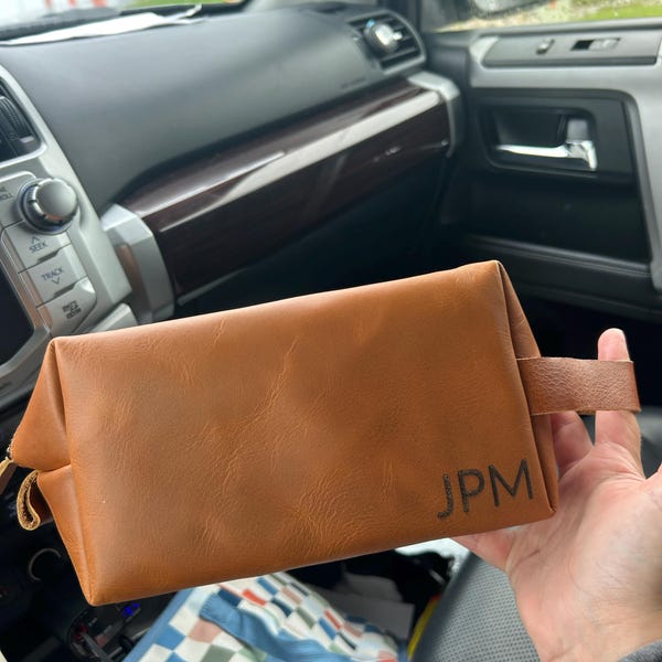 Personalized Groomsmen Gift Dopp Kit Bag Customized Leather Toiletry ...