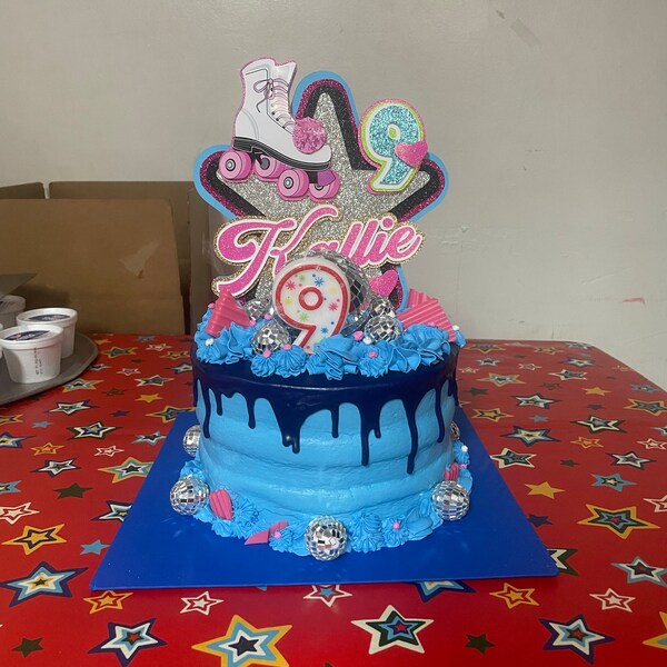 Roller Skate Cake Topper, Patines Cake Topper, 80s Skate Party, Neon ...