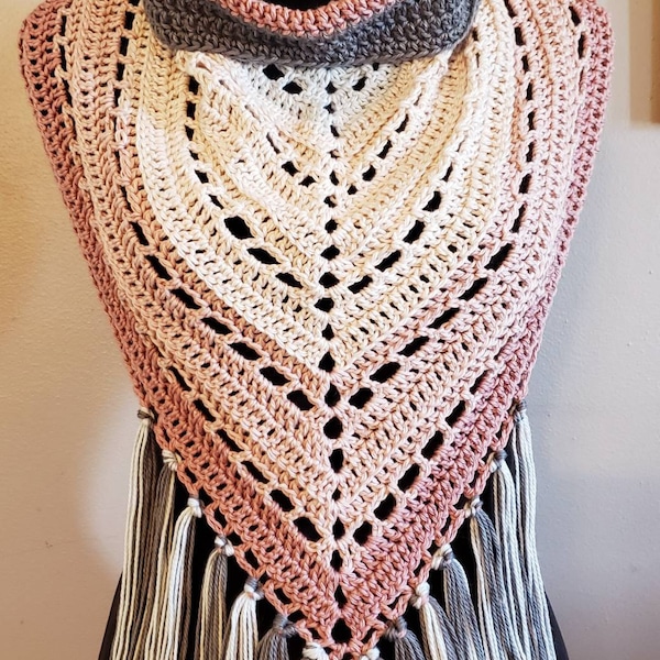 Chilly Cider Cowl PATTERN With Pictures, Step by Step, Boho, Tassels ...