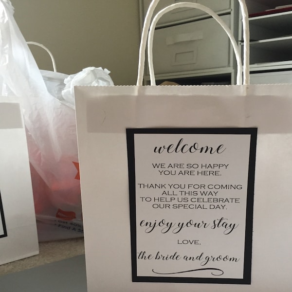 PRINTABLE Wedding Hotel Welcome Bag Note With Gold Heart and Swashes - Etsy