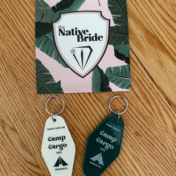Custom Personalized Camp Bachelorette Retro Motel Keychains Glamping ...