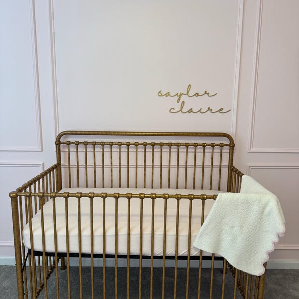 Wood Script Nursery Baby Room Name Laser Cut Sign Cursive First and ...