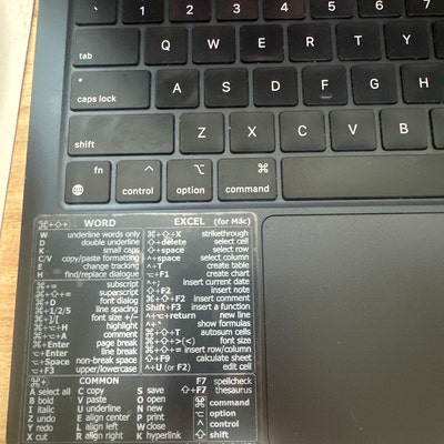 Excel for Mac Cheat Sheet Reference Guide Shortcut Sticker Black Vinyl ...