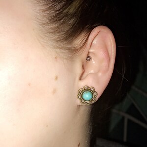 Blue Turquoise Flower Plugs Gauges: 14g 12g 10g 8g 6g 4mm 4g 5mm 2g 6mm ...