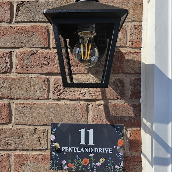 Custom Signs Modern Anthracite House Number Sign Colourful Gradient ...