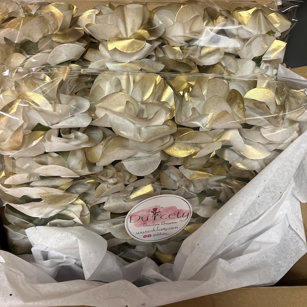 Camelia Wedding Gold Color Flower Wrapper for Holding Chocolate ...