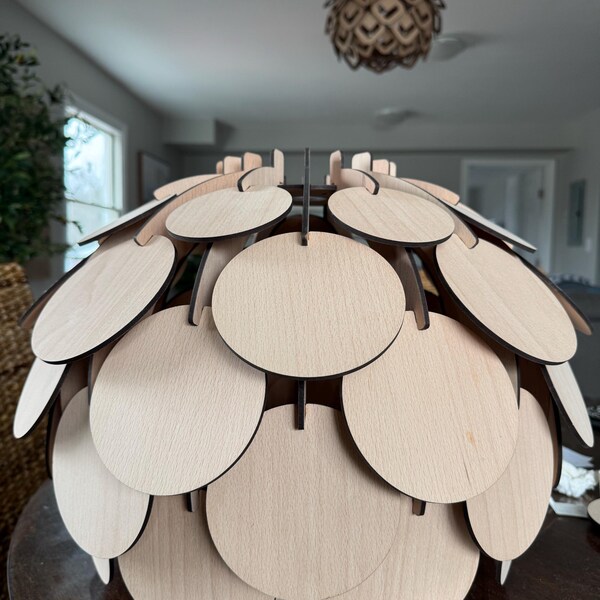 MONSTERA Mid-modern Wood Pendant Lightning, Wood Lamp, Wooden Lamp ...