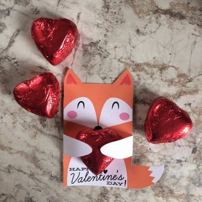Woodland Fox Classroom Candy Holder Valentines Cute Animals Hug ...