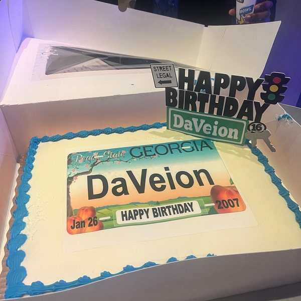 License Plate Edible Cake Topper - Etsy