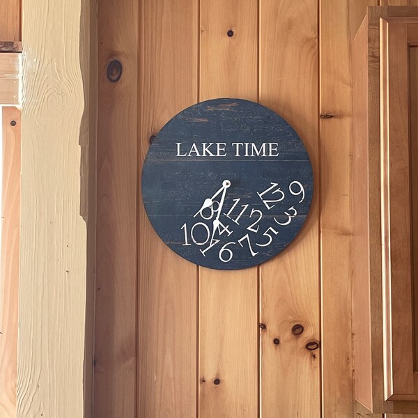 Lake Time Whatever Clock- Lake Time Clock- Navy Blue Clock - Etsy