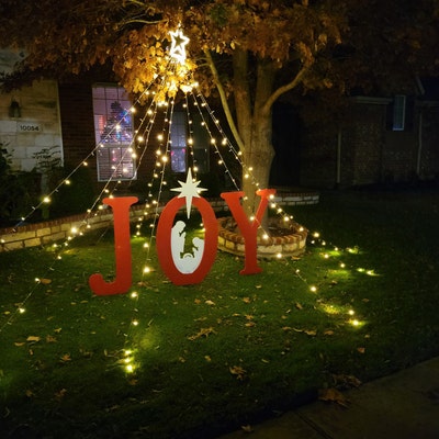 Outdoor Red Joy Nativity Display - Etsy