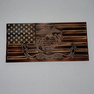 Rustic American Marine EGA Wooden Flag Custom Made From | Etsy