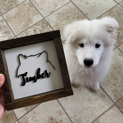 7x7 Personalized Dog Ear Outline Sign - Etsy