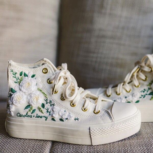 Custom Embroidered Converse High Tops Chuck Taylor 1970s/ Embroidered ...