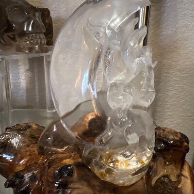 Sparkly White Quartz Dragon Turtle With Nine Tailed Fox. - Etsy