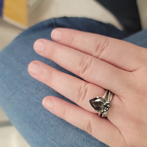 Pear Shaped, Green Sapphire Engagement Ring 14k White Gold, Pear ...