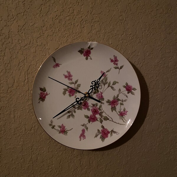 Royal Rose by Fine China of Japan Plate Clock - Upcycled & Vintage - Etsy