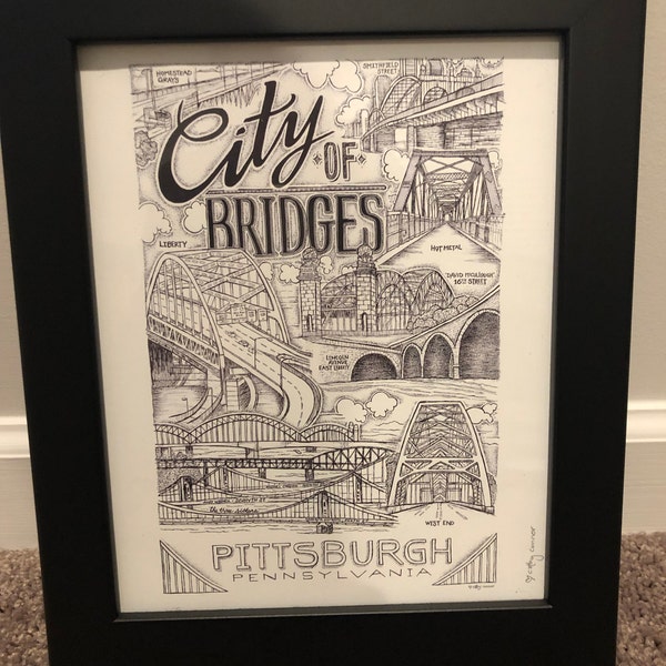 Pittsburgh Bridges Art Print: Steel City Wall Decor - Etsy
