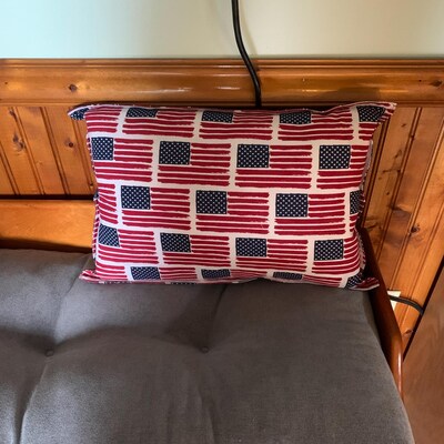 Patriotic Americana Patchwork Design Pillow Red White and Blue Stars ...