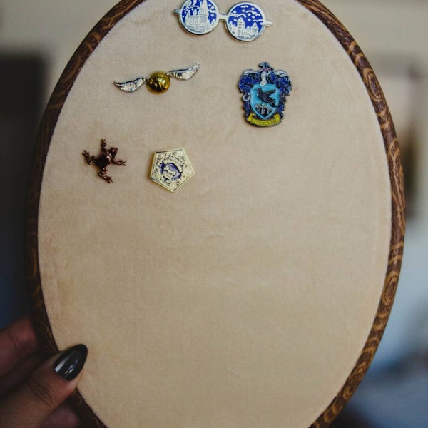 Beige Velvet Enamel Pin Hoop, Enamel Pin Display, Pin Display Board ...
