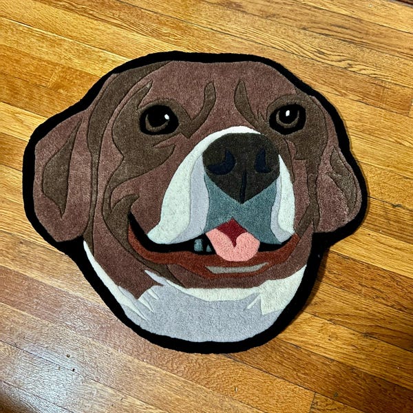 Personalized Pet Portrait Tufted Rug Handmade Dog Rug Custom Dog ...