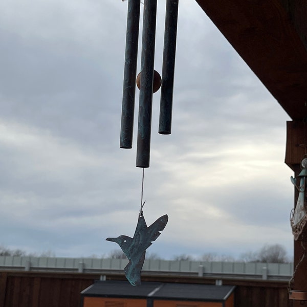 Copper Hummingbird Windchime / Wind Chimes With Humming Bird/ Outdoor ...