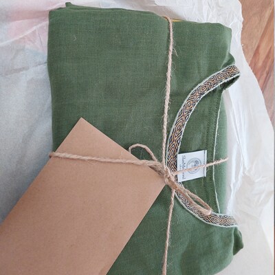 Early Medieval Viking Trimmed Linen Dress With Linen Hems and Woven ...