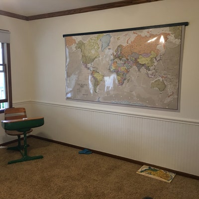 Classic World Map Large Poster Wooden Wall Hanging, Most Detailed up to ...