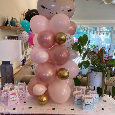 Pink Cat Balloon Bouquet Kit, Birthday Party Decorations, Cat Balloon ...