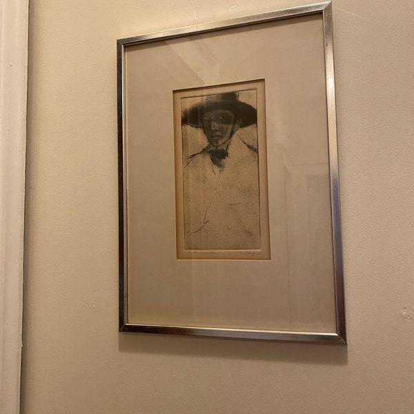 46 X 34 Vintage 60s Original ETCHING Lithography Portrait Print 60s 70s ...
