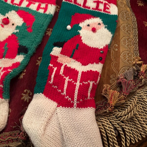 Hand Knit Gingerbread Man Acrylic Knitted Christmas Stocking Quick Ship ...