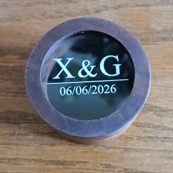 Custom Wooden Wedding Ceremony Round Ring Box, Clear Acrylic Cover ...