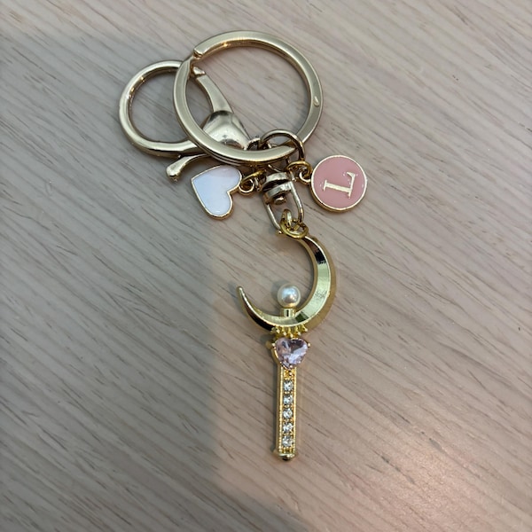 Girly Dangle Keychain Custom Initial With Flower-star-cherry-envelope ...