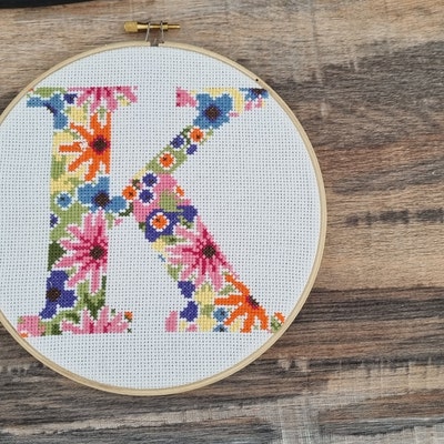 Set of 26 Floral Letters, Full Alphabet Cross Modern Cross Stitch ...