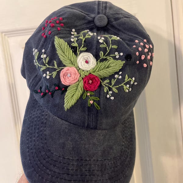 Hand Embroidered Baseball Cap - Etsy