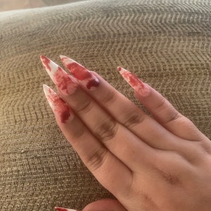 MARY Bloody Set Luxury Press on Nails Glue on Nails Press on Nails Fake ...