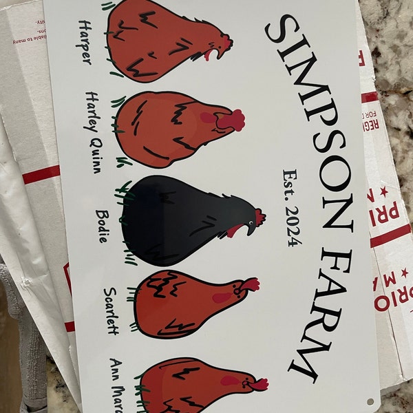 Customized Chicken Coop Sign, Chicken Name Sign, Metal Farm Sign ...